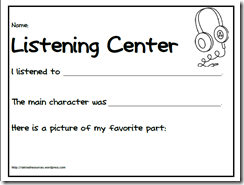 Simply Centers: FREE Listening Center Sheet