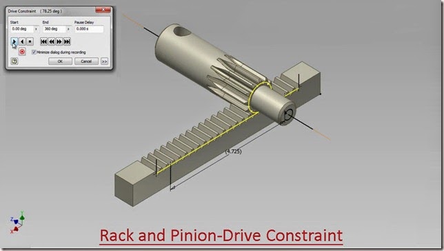 3D Solid Modelling Videos: Rack and Pinion-Drive Constraint-Autodesk Inventor 2012 (with caption ...