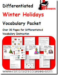 Winter Holiday Vocabulary Packet - Classroom Freebies