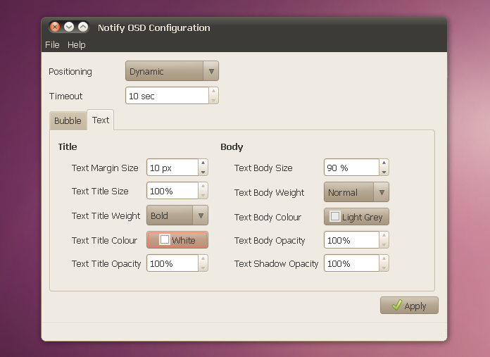 New NotifyOSDConfiguration Version (GUI To Configure NotifyOSD In Ubuntu); Now Available In A ...