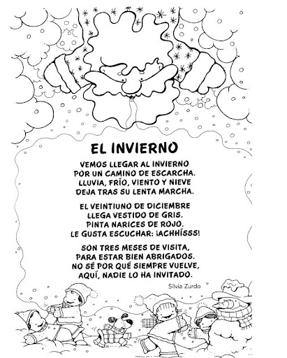 POEMAS DE INVIERNO CON DIBUJOS PARA PINTAR