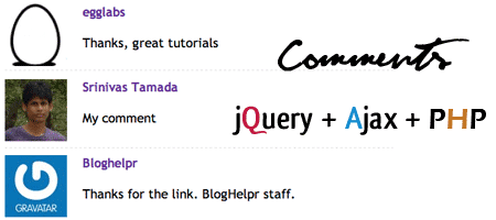 Comment system with jQuery, Ajax and PHP.