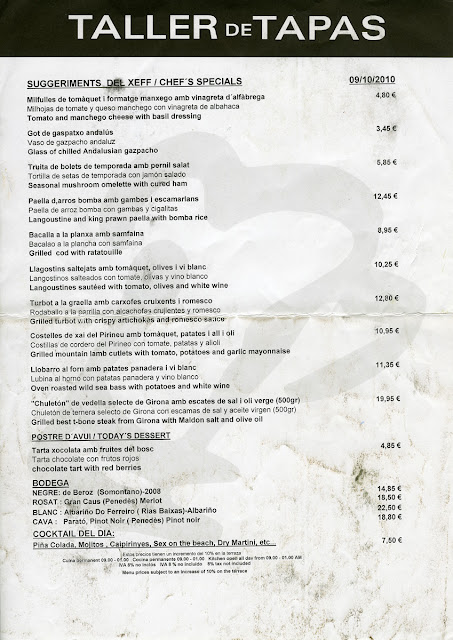 Menu De Tapas