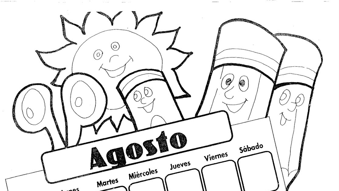 Pinto Dibujos: Calendario del mes de agosto para colorear
