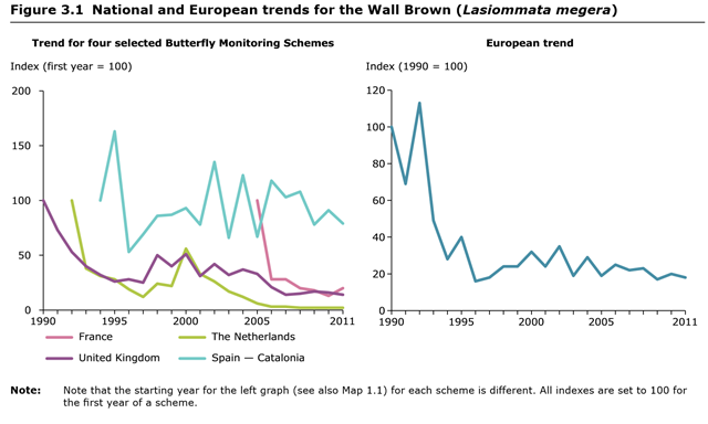 Graph of the Day: Decline of butterflies in 4 countries in Europe, 1990 ...