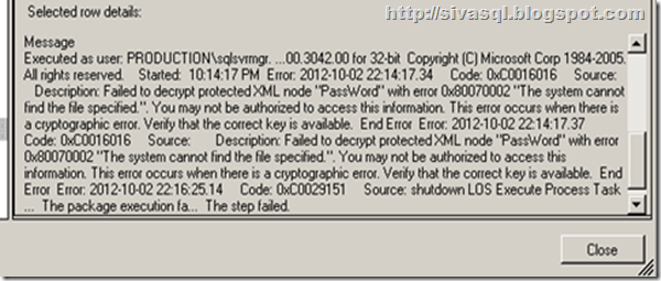 Siva Sql Server Failed To Decrypt Protected Xml Node Password With Error 0x80070002 The