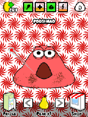 Killing Pou: Pou in the kitchen, sick, fat, tired and dirty.
