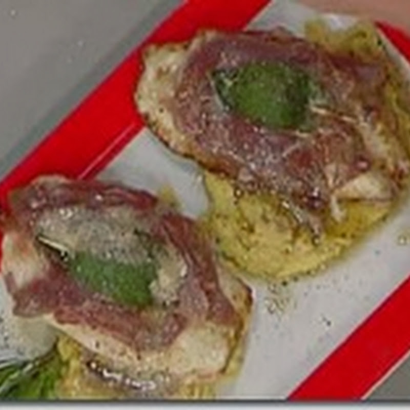 Saltimbocca di pollo su passatina di ceci