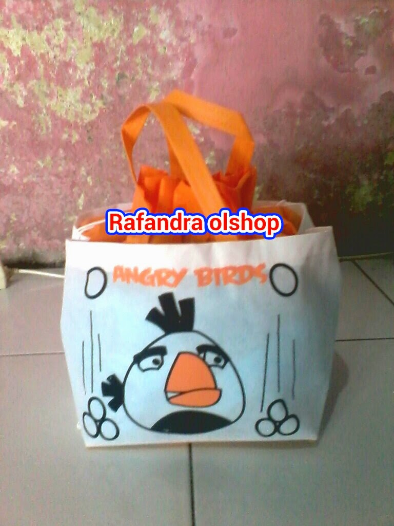 Tas ultah serut angry birds putih - PRODUSEN TAS ULTAH
