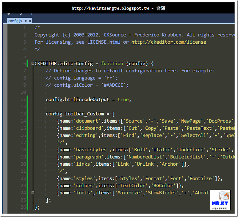 mrkt 的程式學習筆記: ASP.NET MVC 使用 CKEditor - Custom ToolBar mrkt 的程式學習筆記: ASP.NET MVC 使用 CKEditor - Custom ToolBar