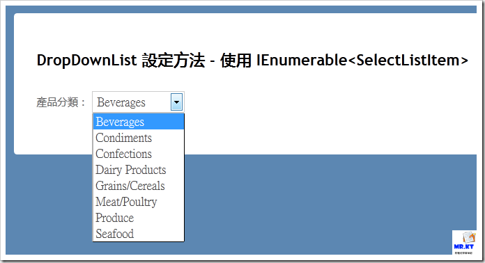 Mrkt 的程式學習筆記 Aspnet Mvc 3 Dropdownlist 的基本設定方式
