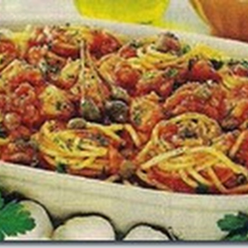 Spaghetti con sugo di baccalà