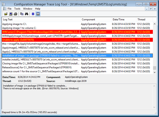 Task Sequence Has Failed With The Error Code 0x80070070 Mindcore Techblog 3418