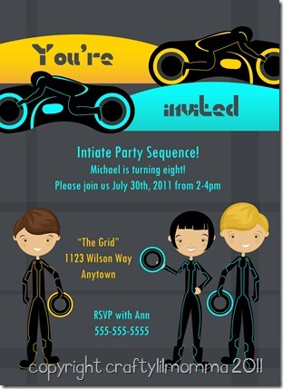craftylilmomma the official blog: Tron Legacy inspired invitation