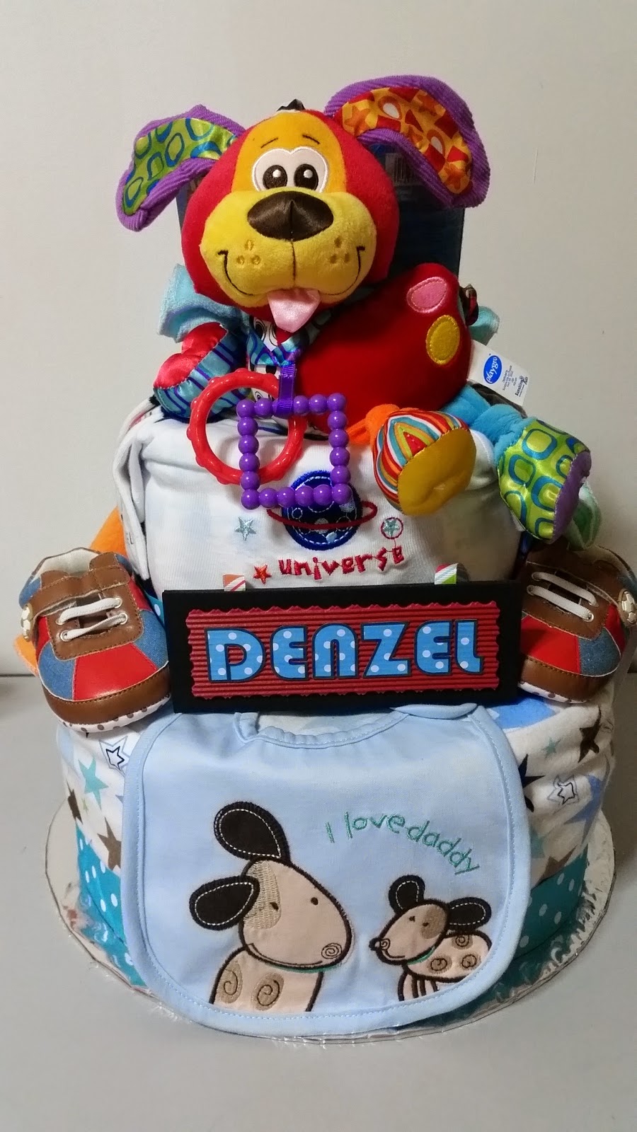 Diaper Cakes 'baked' by mummy: 2-tier diaper cake for baby Denzel