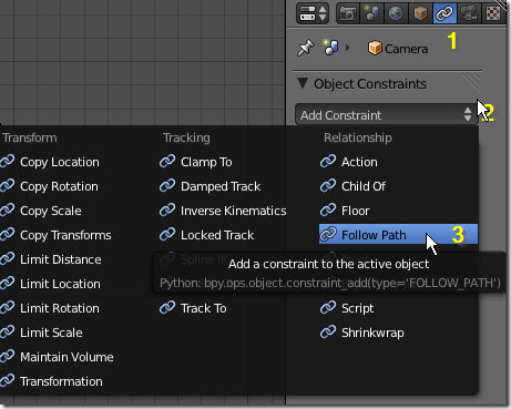 Blender 2.58 : 路徑動畫 - Follow Path Constraint