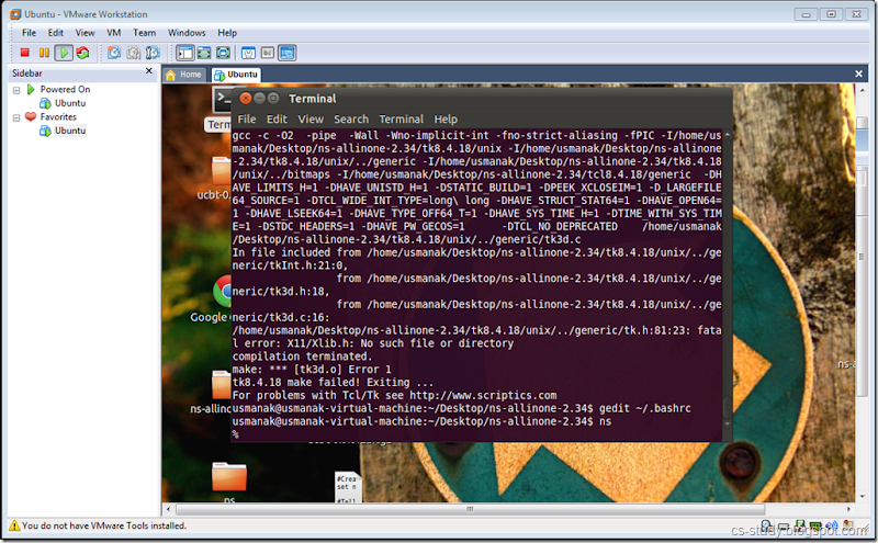 Easy Learning Ns2 And Ubuntu Installation On Vmware