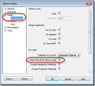 Navisworks/BIM 360 InfoCenter: Closing NWC/NWD Files on Load