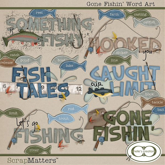 Chelle's Creations: New! Gone Fishin’, Wordart, Freebie and CU Strings