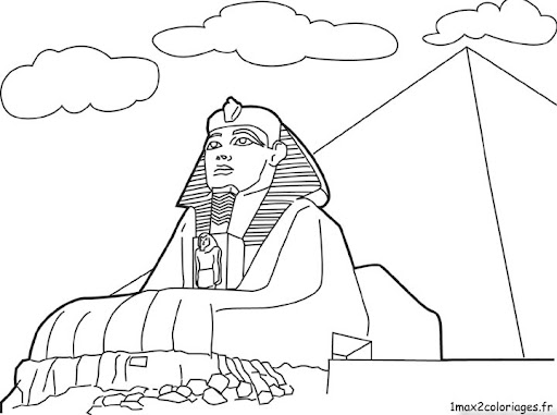SPHINX AND PYRAMID COLORING PAGE