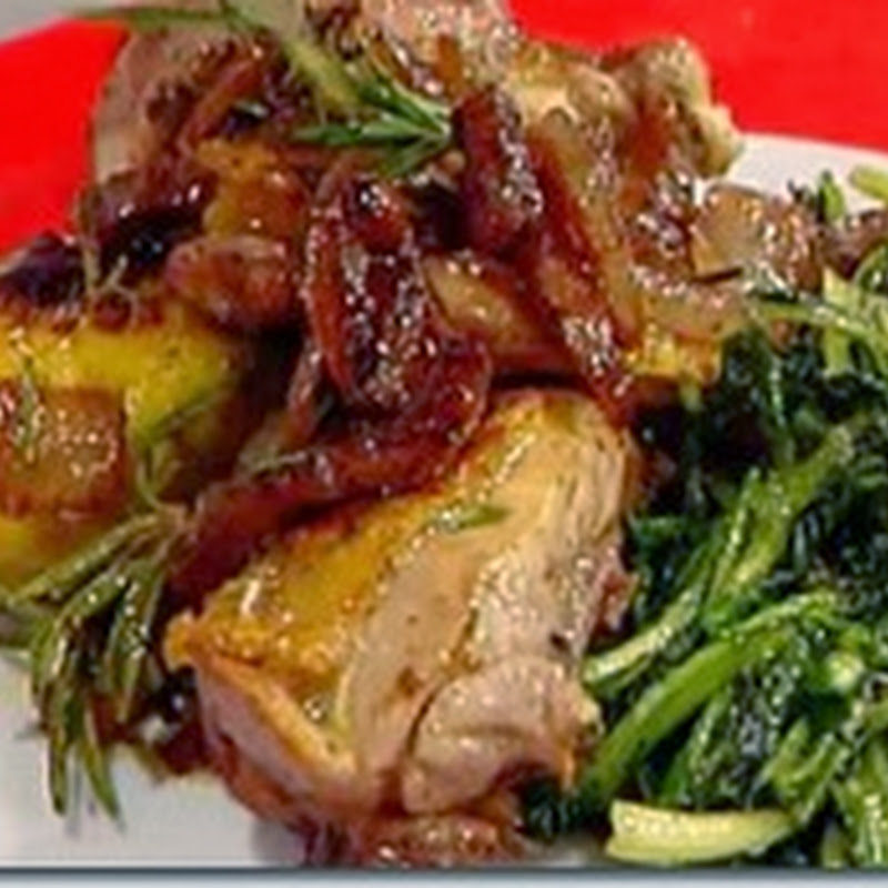 Pollo ruspante al vino con cicoria