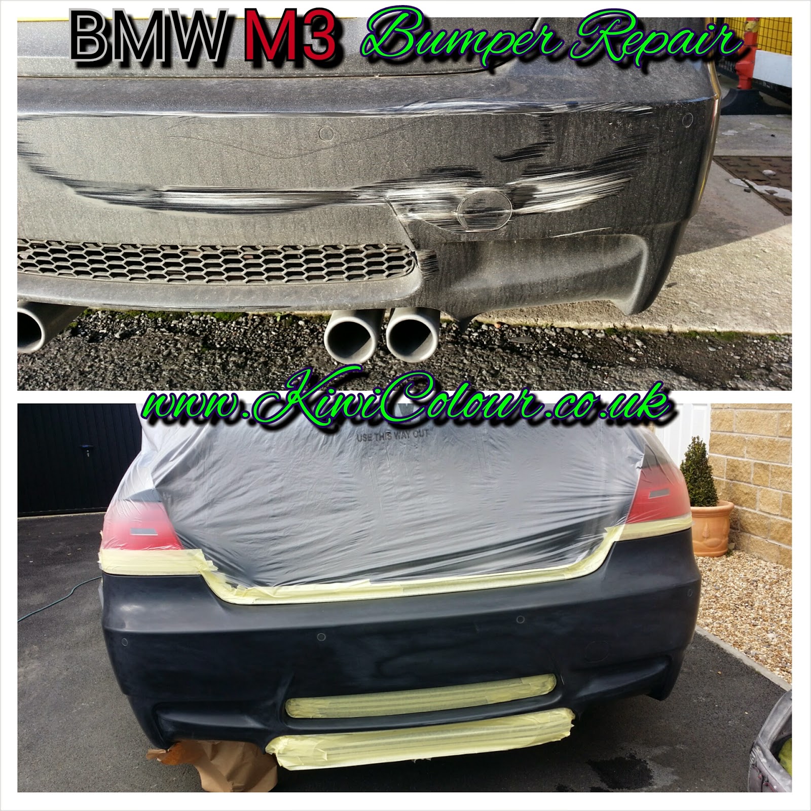 Mobile Car Scratch Dent Repair Harrogate: Bmw M3 rear bumper paint repair