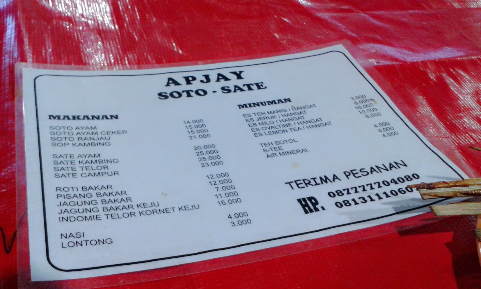 akumakanduluya: Sate dan Soto Apjay