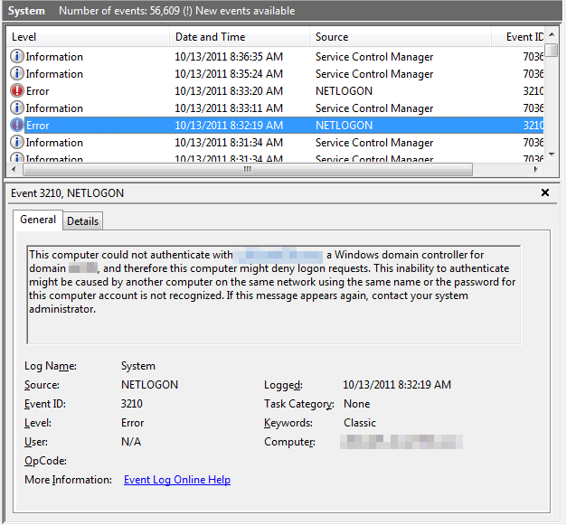 yadyn: NETLOGON Event 3210 and Corrupted Domain Authentication Woes
