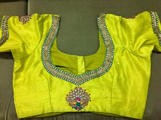 Designer Blouse Images: Lemon Yellow Color Blouse