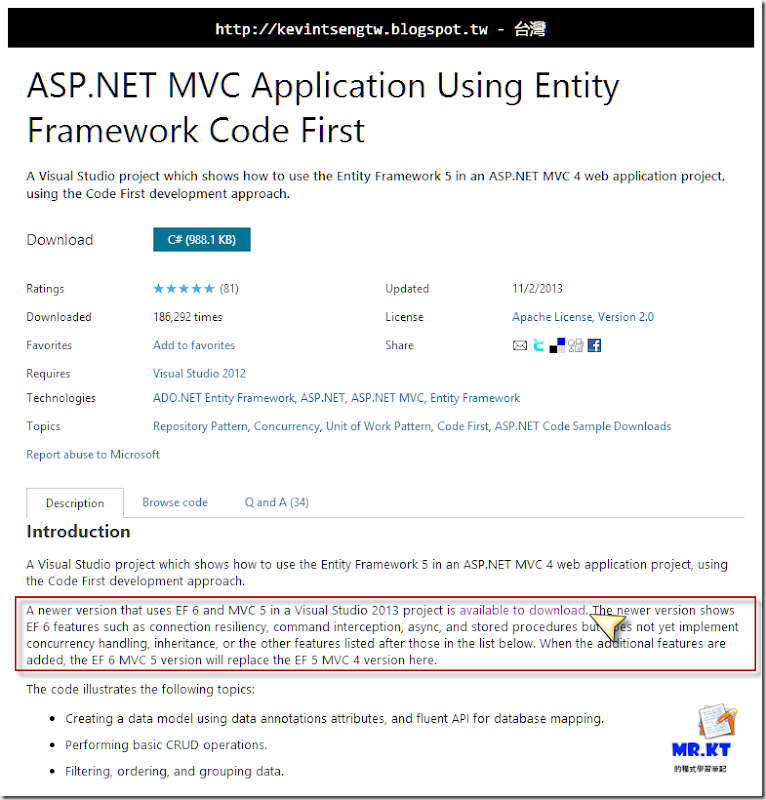 Mrkt 的程式學習筆記 Aspnet Mvc 官方教學課程「getting Started With Ef 6 Using Mvc 5」