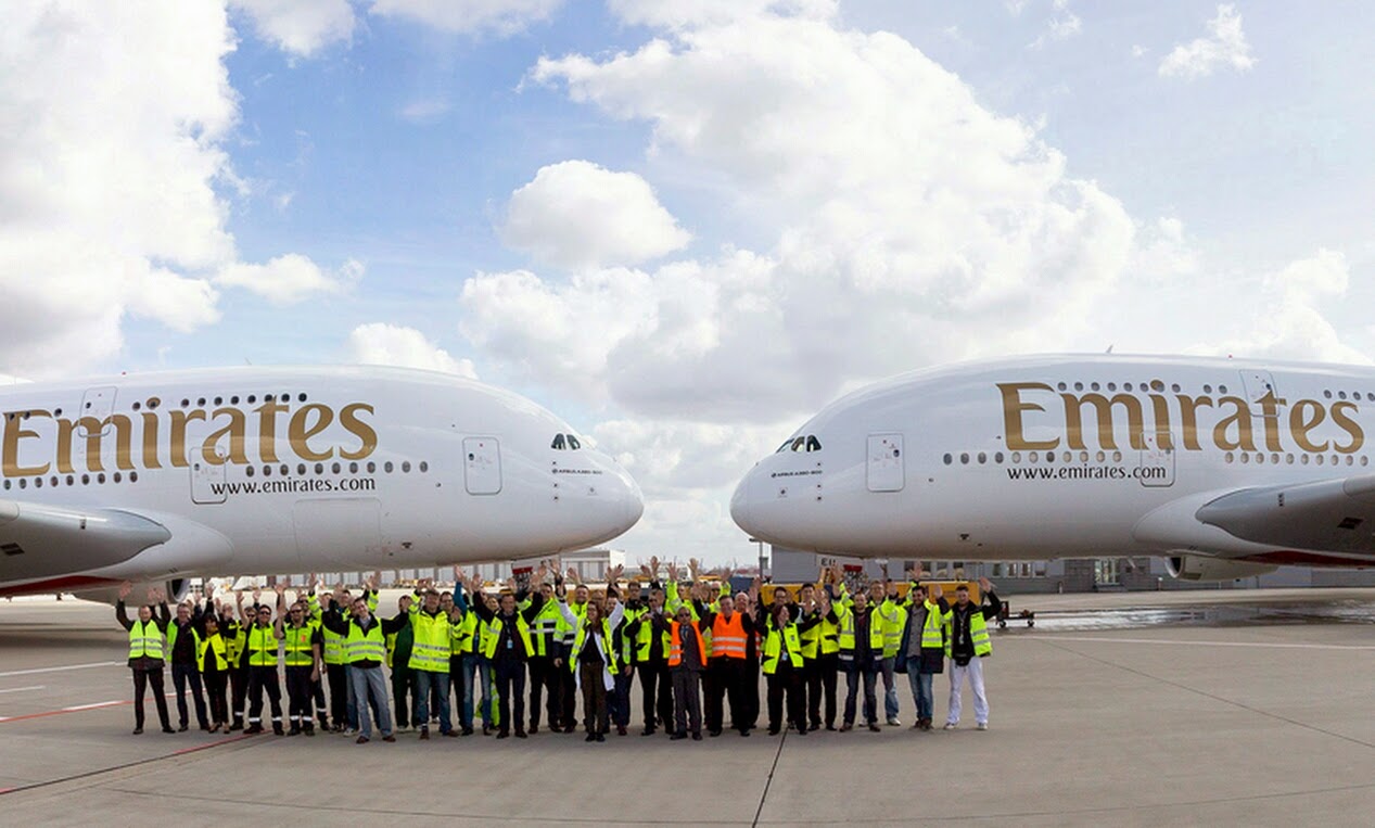 Emirates celebrating Airbus A380 delivery