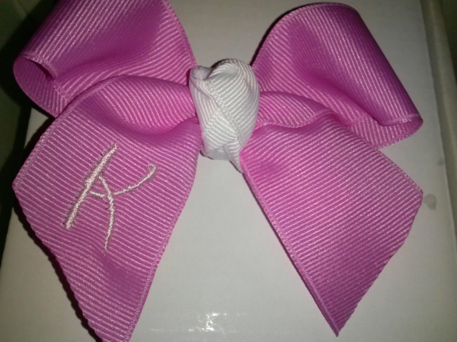 My Sweet Baby Cakes Bowtique: Letter K monogrammed On A Pink Hair Bow