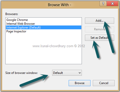 Visual Studio 2012 Tip: Improve Productivity using Default Browser Switcher | Kunal Chowdhury