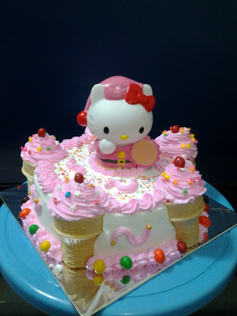 VIES CAKES: Japanese cheese cake with Hello Kitty and ice cream cone design