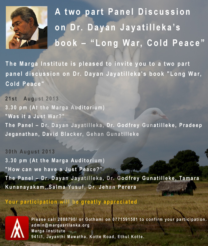 INVITATION: 'Was it a Just War? How can we get to a Just Peace?' | Sri ...