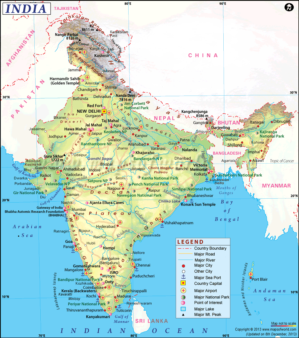 India Maps along with plain,pointed with specifications ~ Mini World
