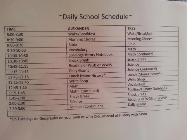 Our Learning Pursuit: Daily School Schedule