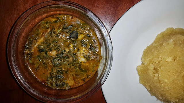 Achi soup with uziza leaves