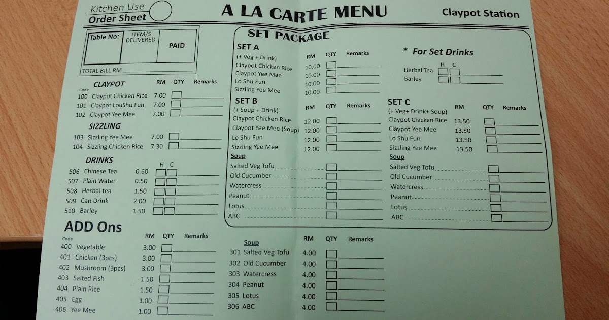 Eye Talk Nose (I Don't Know) Food Menu Malaysia: Claypot Station Wisma ...