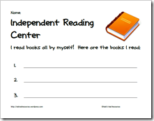Classroom Freebies Too: Independent Reading Sheet