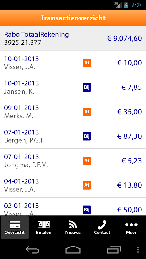 Rabo Bankieren - screenshot