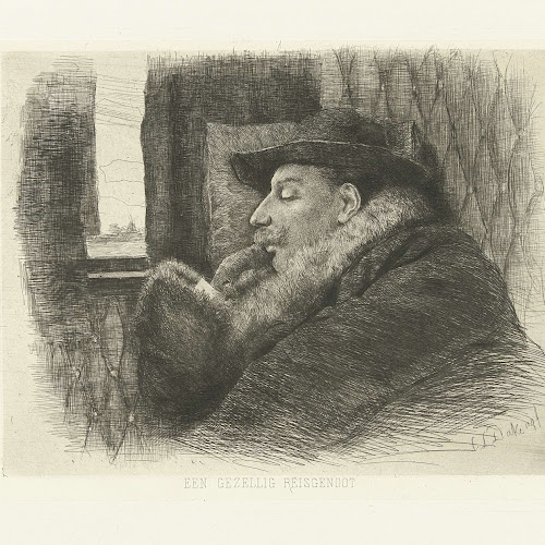 Slapende man in rijtuig, Carel Lodewijk Dake, 1867 - 1887 - Rijksmuseum