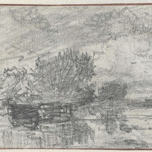 Schets van een landschap met water, Willem Roelofs (I), c. 1832 - c. 1897 - Rijksmuseum