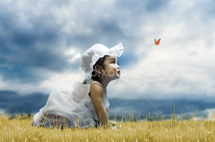 Girl Chasing Butterfly