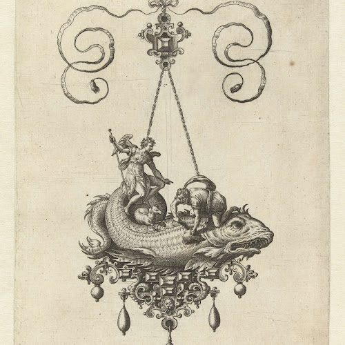 Hanger met vis, Adriaen Collaert, after Hans Collaert (I), 1582 ...