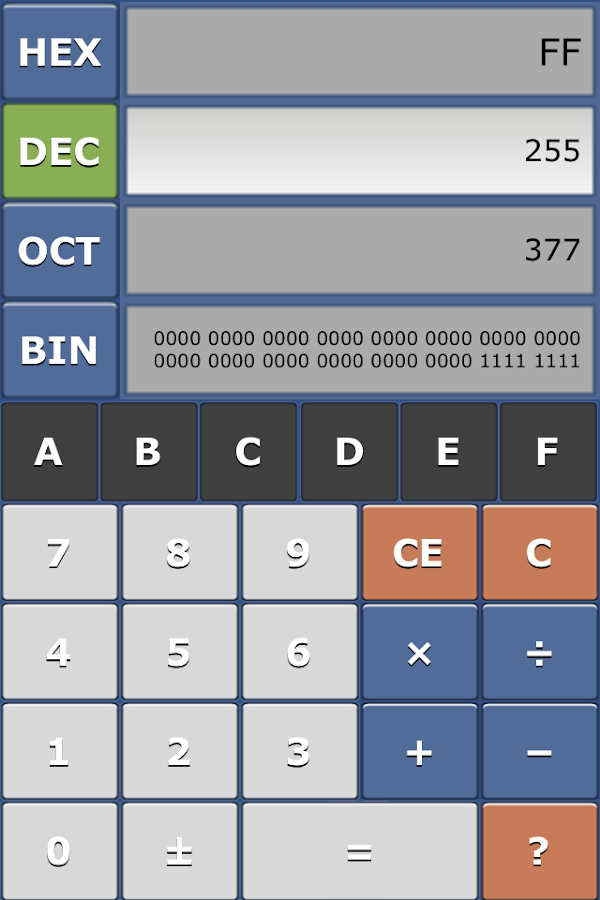 Hex,Dec,Oct,Bin(Dev Calc) - Android Apps on Google Play