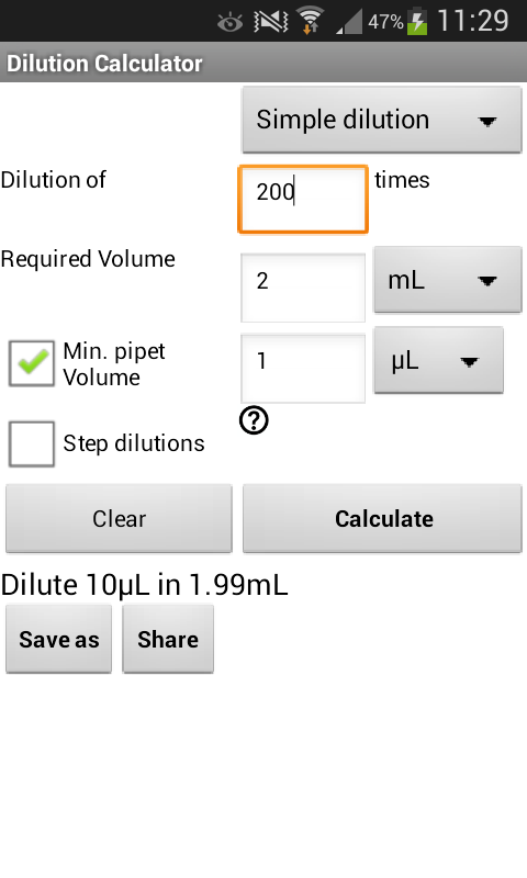 Simple Serial Dilution Calculation - fasrscan