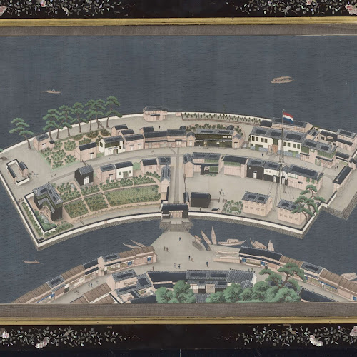 Het eiland Deshima, Kawahara Keiga (atelier van), ca. 1833 - ca. 1836 ...