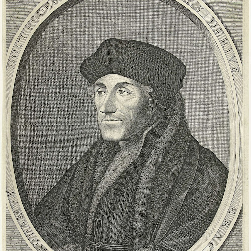 Portret van Desiderius Erasmus, Cornelis Koning (?-1671), after Hans ...