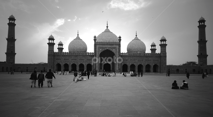 Badshahi Mosque Black And White